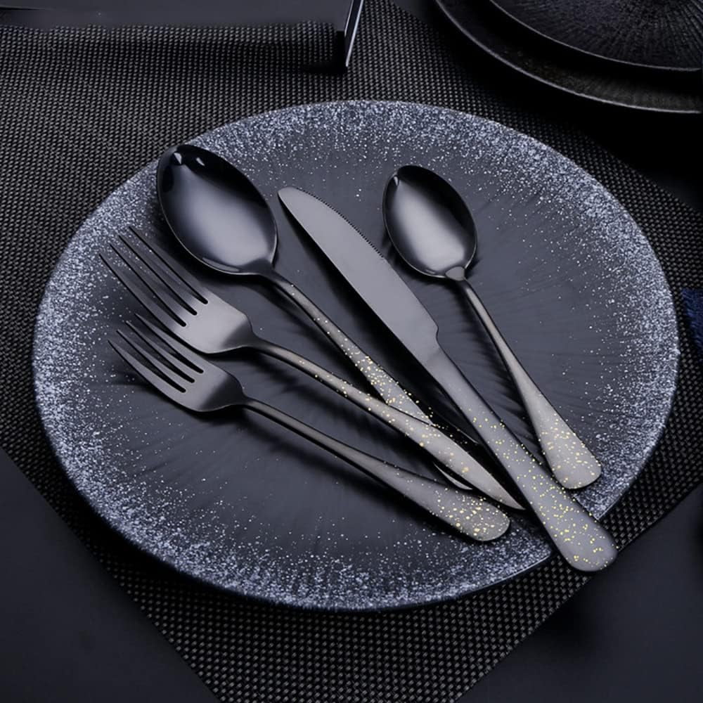 Black Silverware Set for 4 , Stainless Steel Flatware Set 20-Piece ...