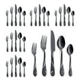 GoGeiLi Black Silverware Set for 6, 30-Piece Stainless Steel Flatware ...
