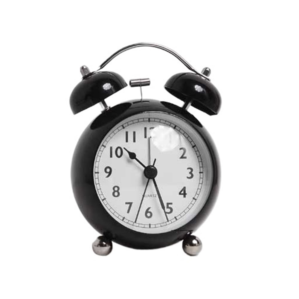 Black Simple Analog Alarm Clock Battery Operated for Bedroom Living ...