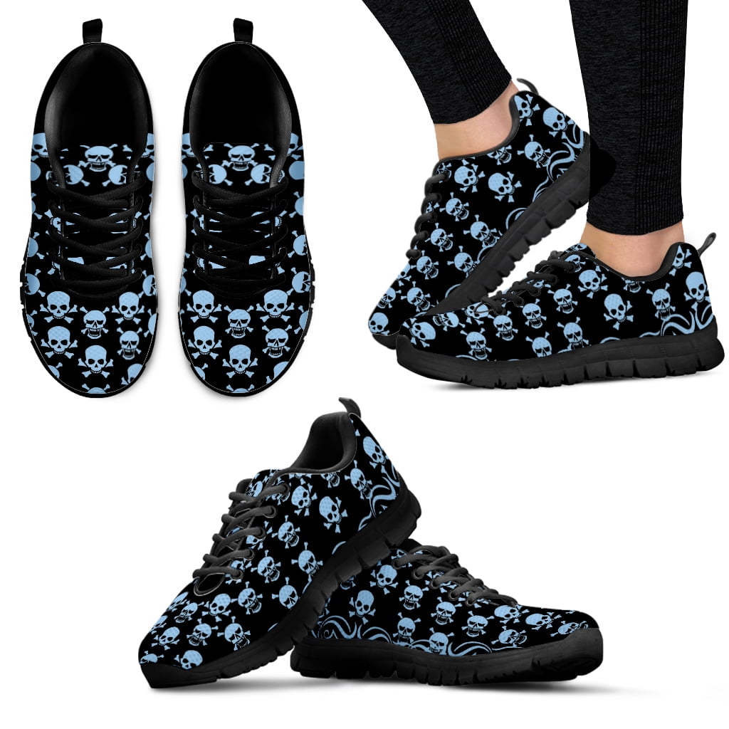 Black Simple Skull Print Lightweight Breathable Summer Knit Shoes ...