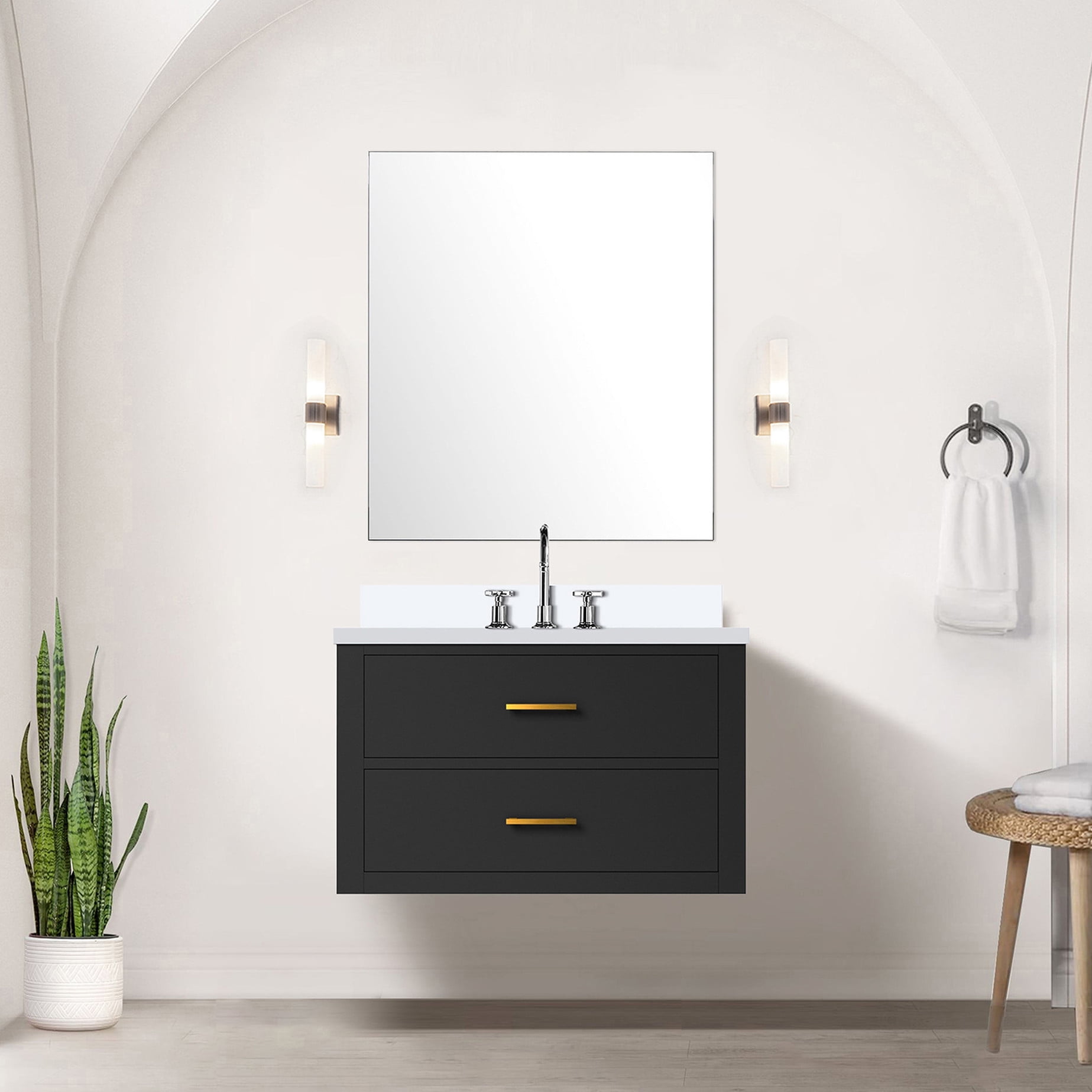 Black Single Bath Vanity, 22 in. D / Soft Close Drawers & Quick Setup ...