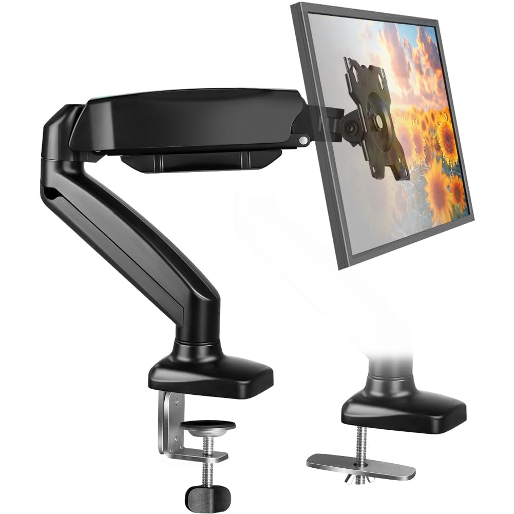 Black Single Monitor Arm Adjustable Stand Monitor Mount up to 32 inches ...
