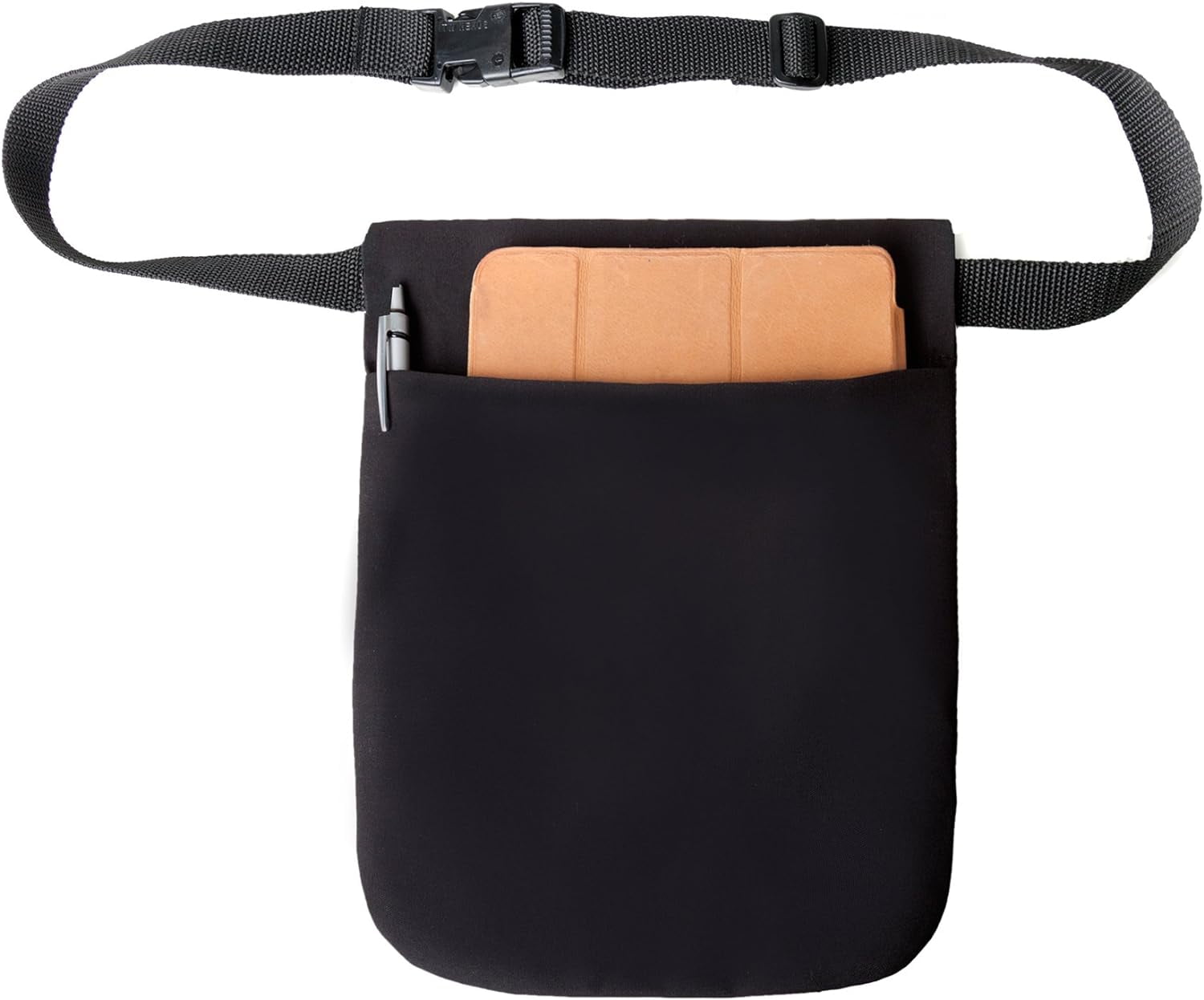 Black Single Pocket Tablet Pouch with Adjustable Web Belt and Clip Made ...