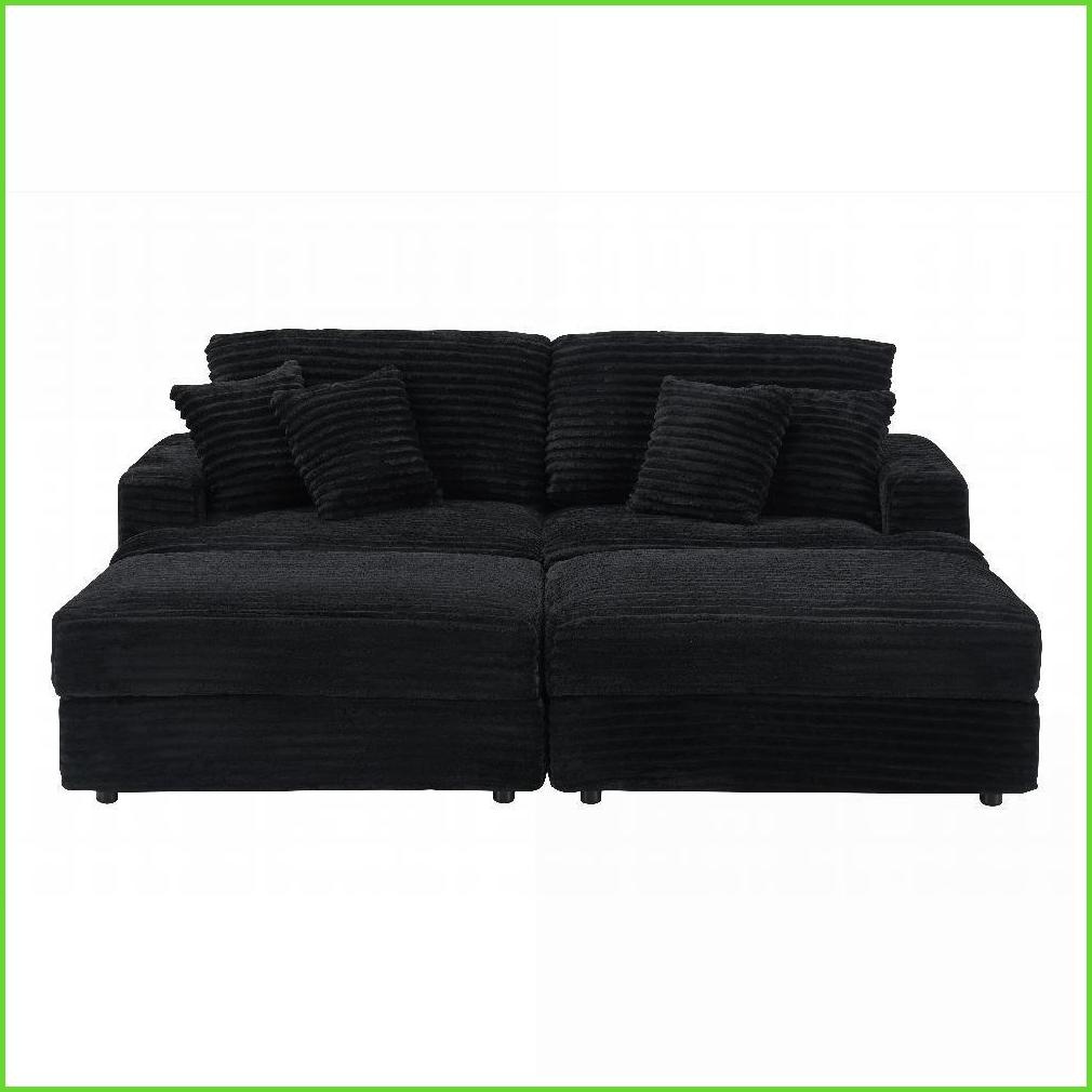 Black Single Seat Corduroy Sofa - High-Resilience Sponge Cushions, Easy ...