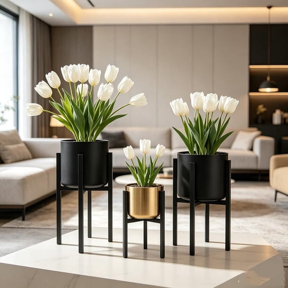Black Single-Tier Cross-Shaped Iron Flower Stand, Minimalist Modern ...