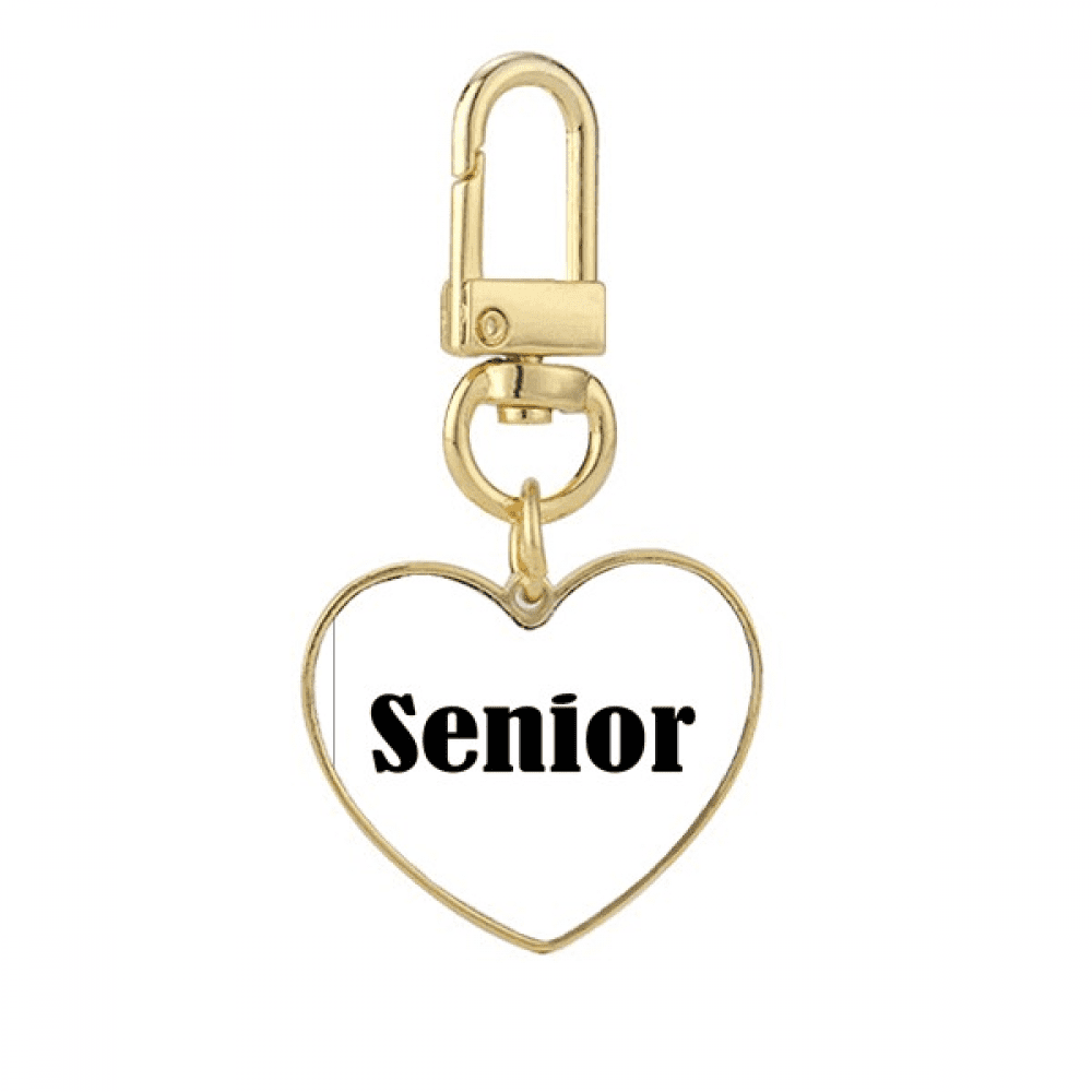 Black Single Words Senior Gold Heart Keychain Metal Keyring Holder ...