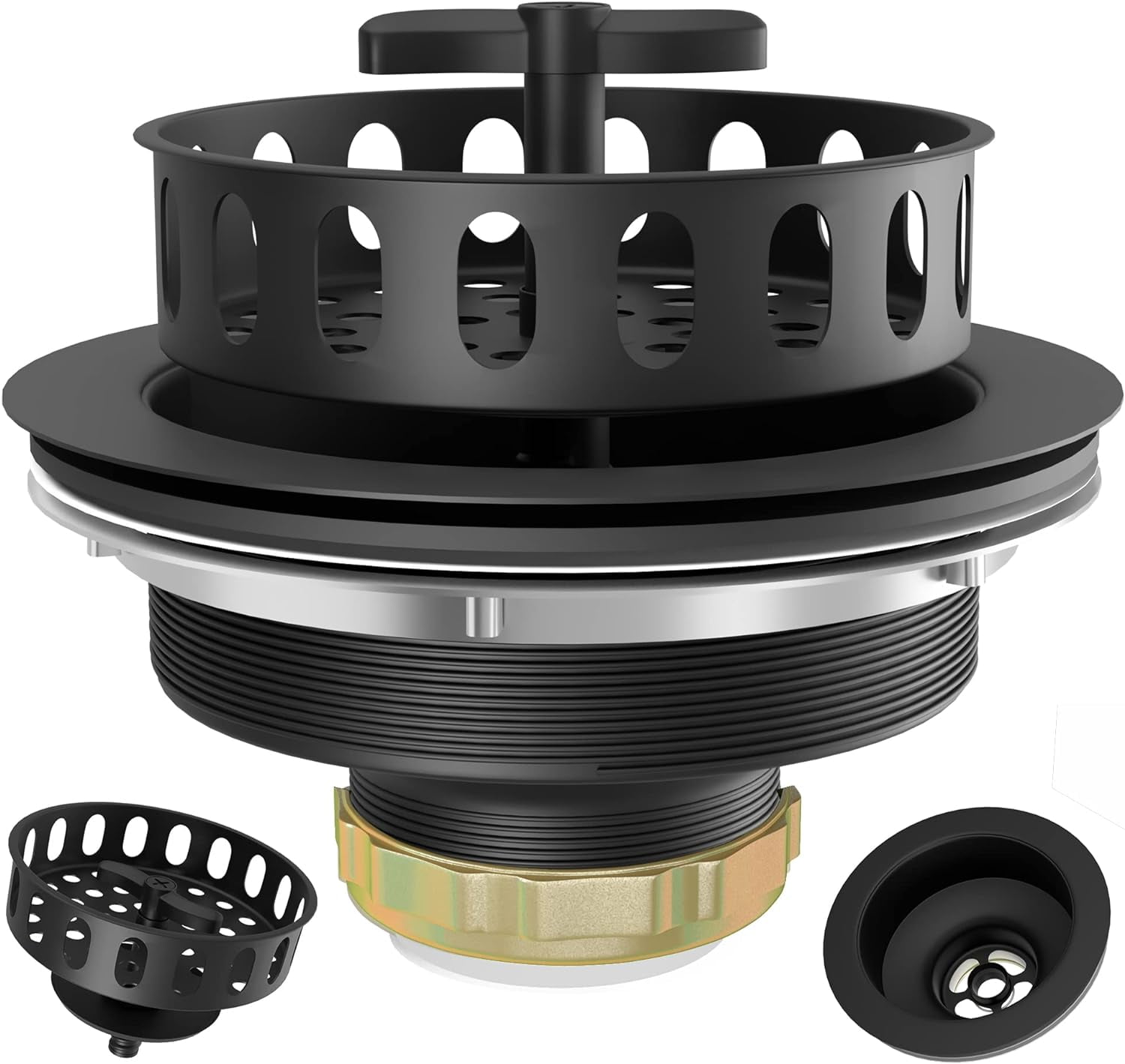 Black Sink Drain 3-1/2 Inch Kitchen Sink Drain Strainer Assembly Kit ...