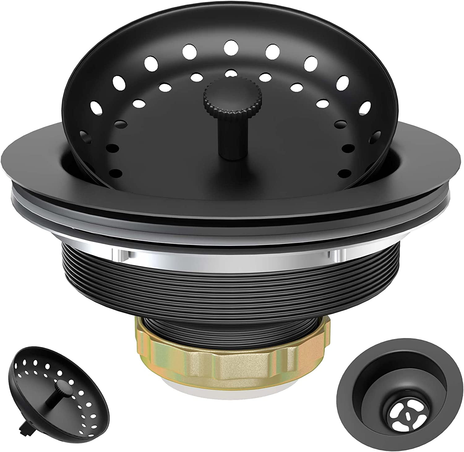 Black Sink Drain 3-1/2 Inch Matte Black Kitchen Sink Drain Strainer ...