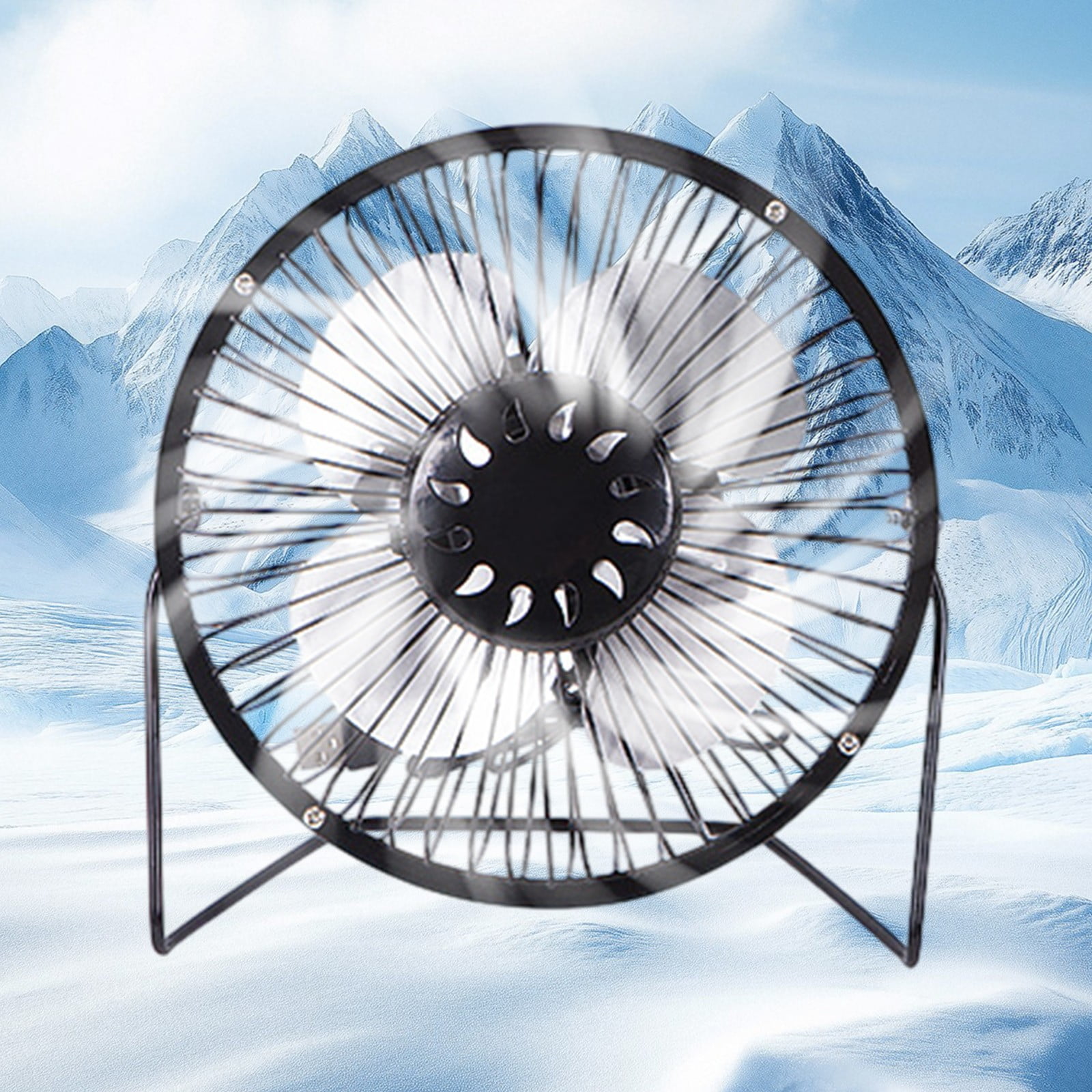 Black Six Inch Desktop Ear Fan Usb Rechargeable Large Wind Power ...