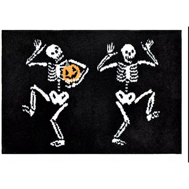 Black Skeleton Halloween Bathroom Rug, 30 x 20 inches, Polyester ...