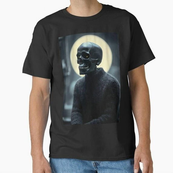 Black Skeleton Head with Glowing Eyes Creepy H46314 Unisex T-Shirt, Up ...