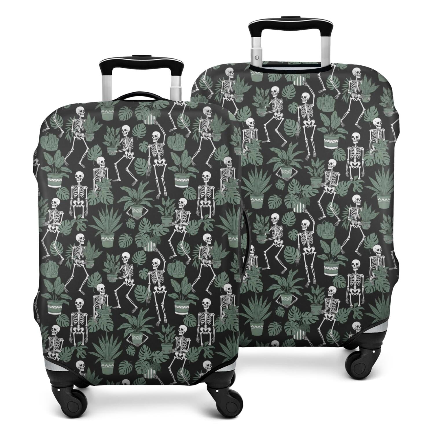 Black Skeleton Plant Pattern Luggage Cover Fashion Suitcase Cover ...