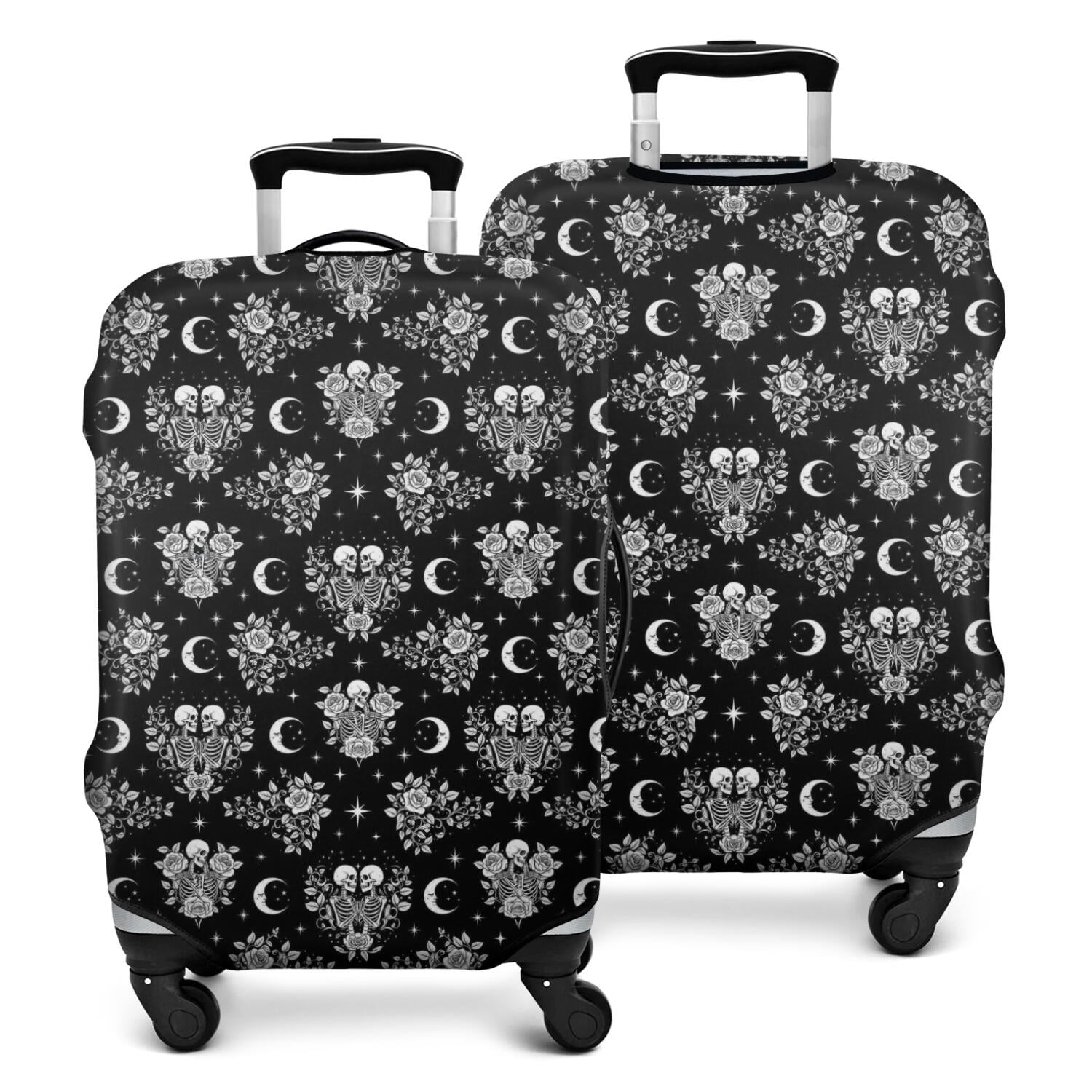Black Skeleton Rose Moon Pattern Luggage Cover Fashion Suitcase Cover ...