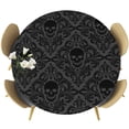 Black Skeleton Round Tablecloth 55-60 Inch Round Fitted Table Cloth ...