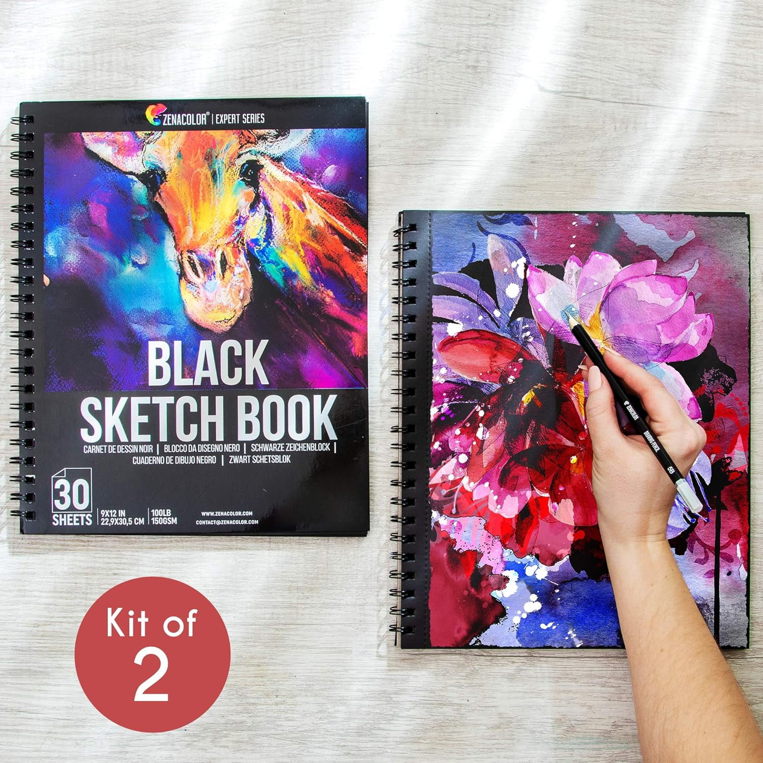 Zenacolor Black Sketchbook, 9X12 Inch, 60 Pages, 2 Count - Walmart.com