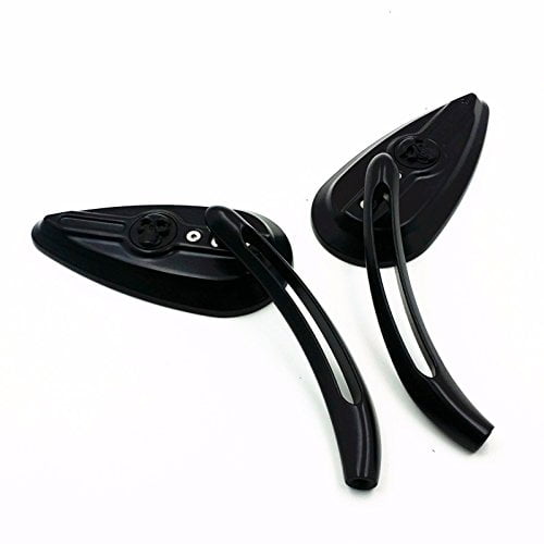 Black Skull Oval Rear View Rearview Side Mirror for Harley Honda ...