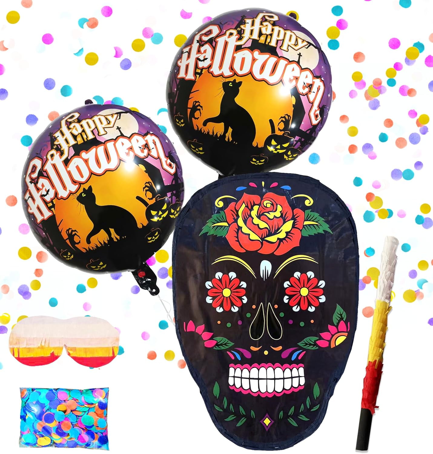 Black Skull Pinatas Perfect for Halloween Celebrations, Theme Parties ...
