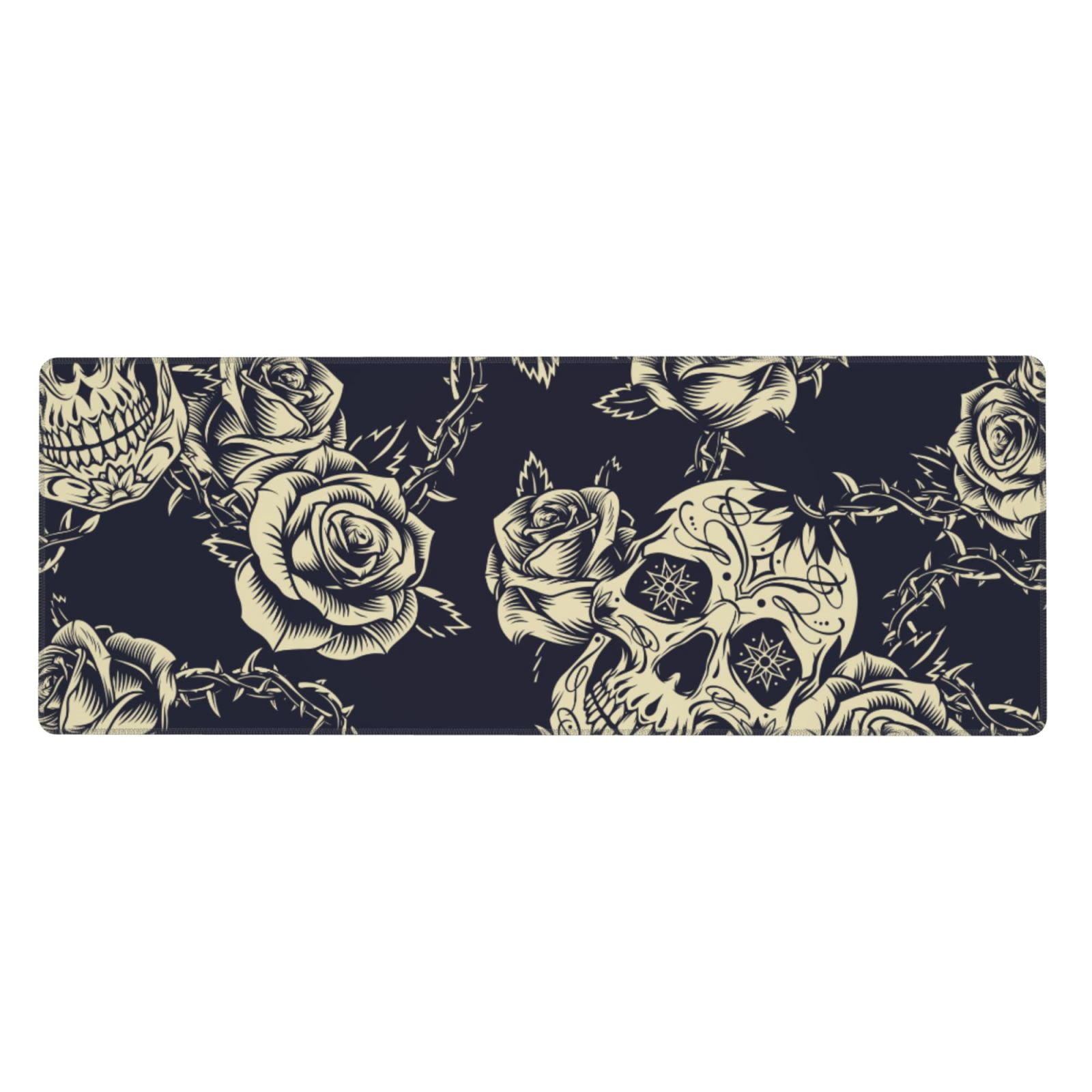 Black Skull Roses Cool Mouse Pad Extended Large Gaming Mousepad Non ...