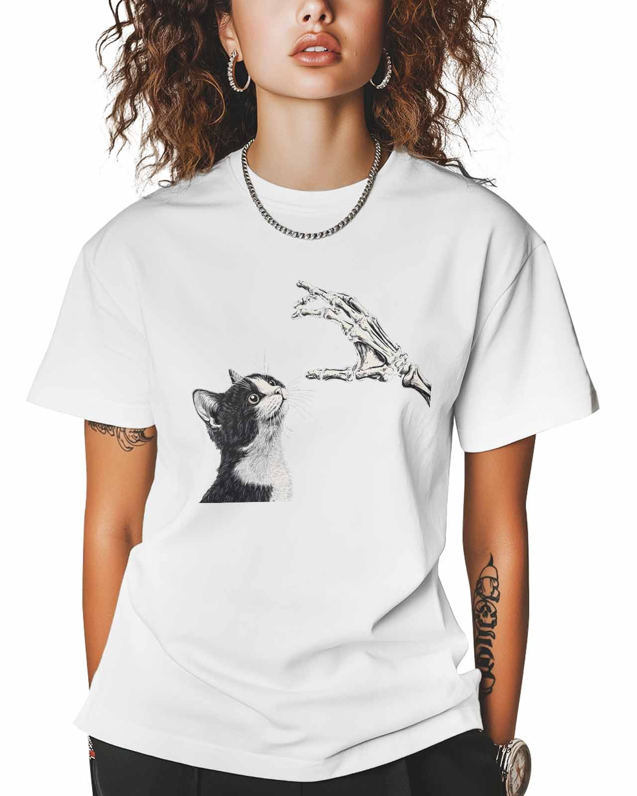 Black Skull T Shirts for Women Short Sleeve Cotton Crewneck T-Shirt ...