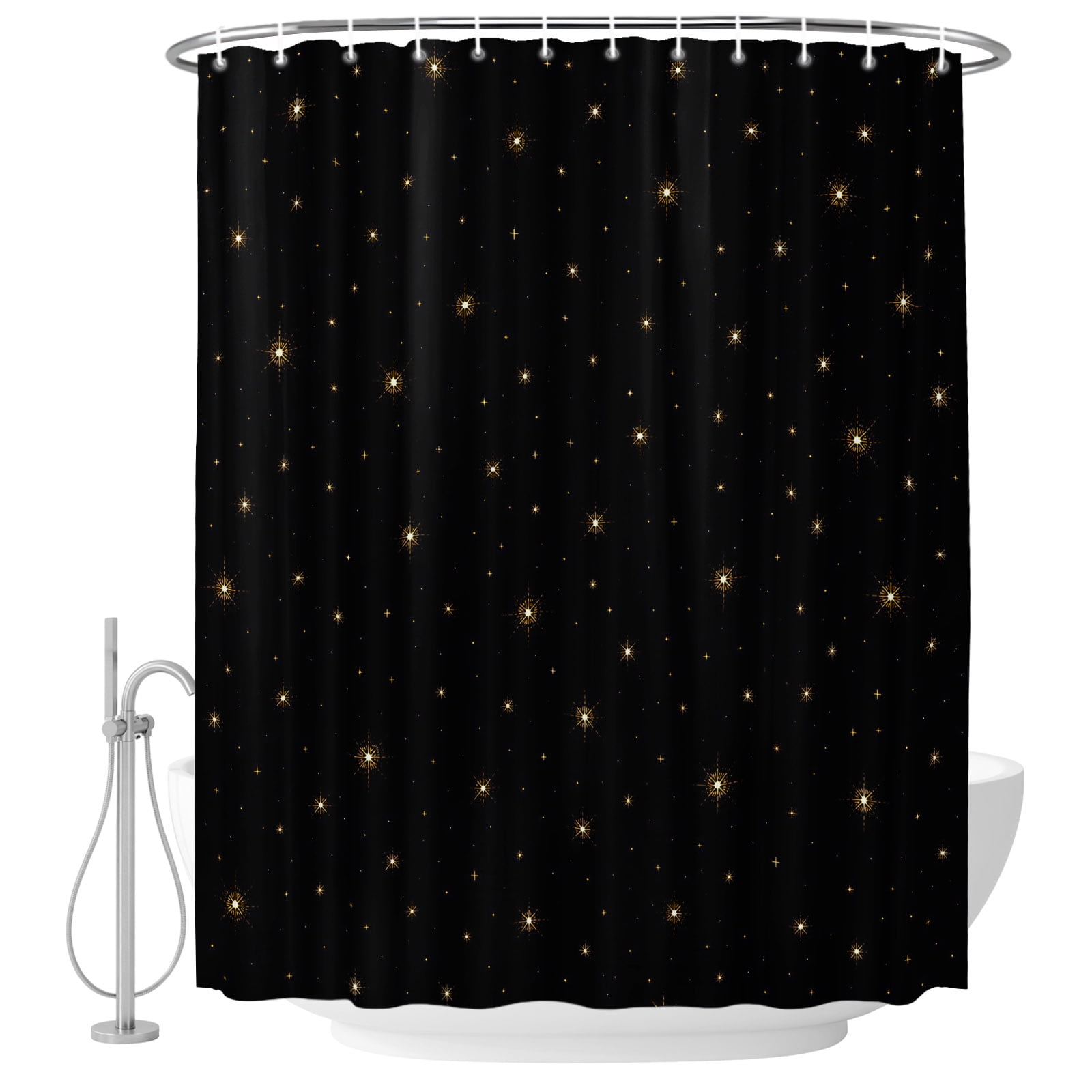 Black Sky Shower Curtain for Bathroom, Modern Minimalist Watercolor ...