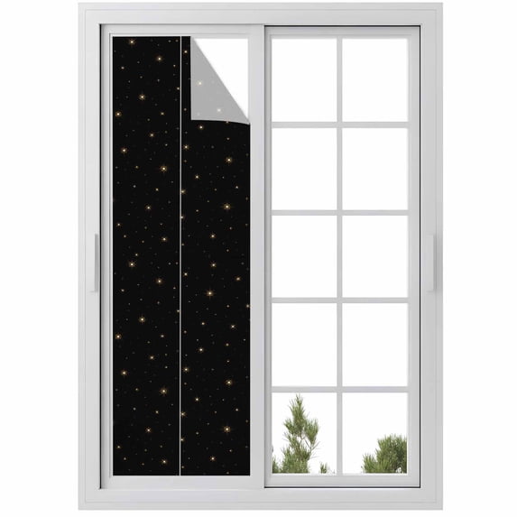 Black Sky Window Privacy Film Modern Minimalist Watercolor Gold Star ...