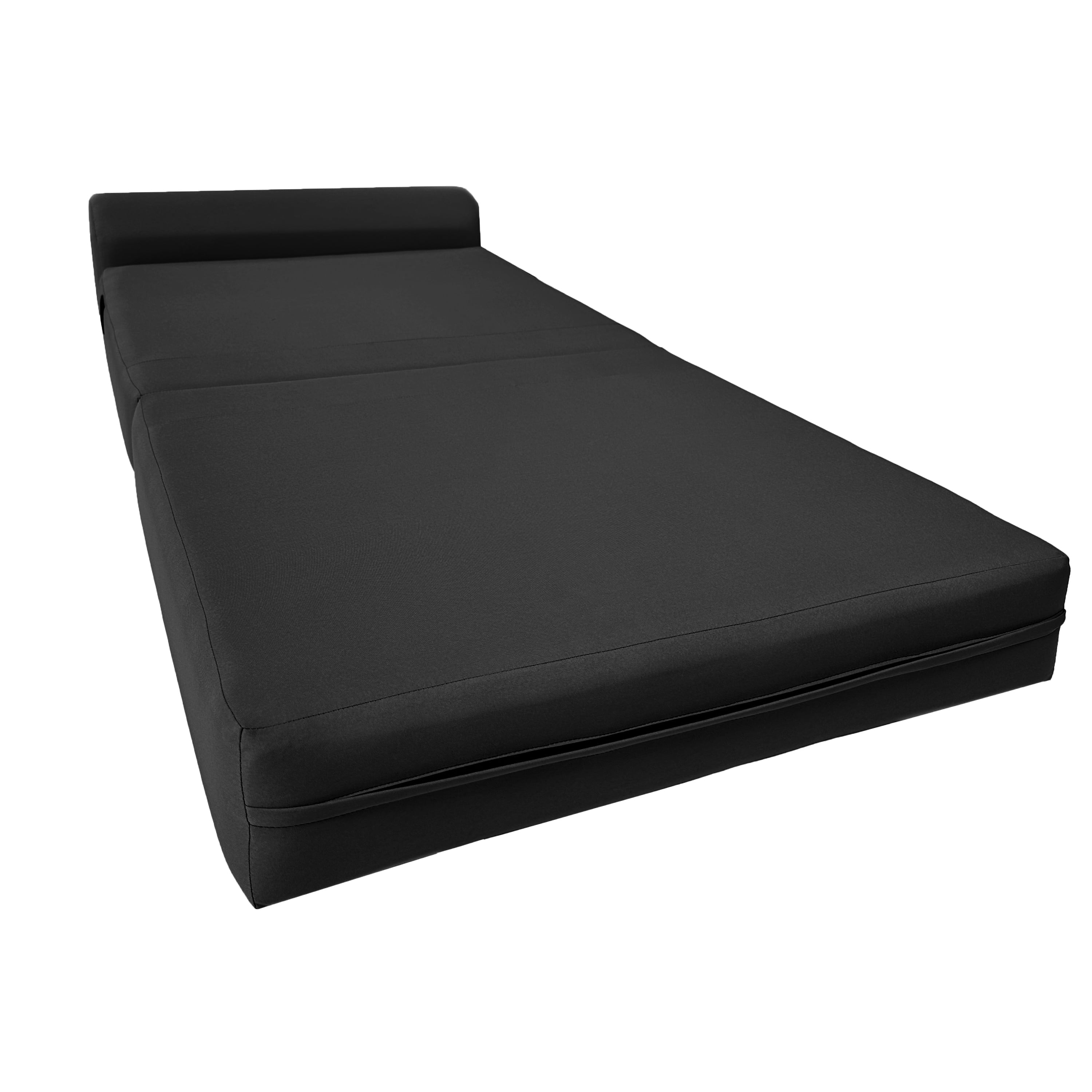Black Sleeper Chair Folding Foam Beds, Portable Studio Sofa Guest Bed ...