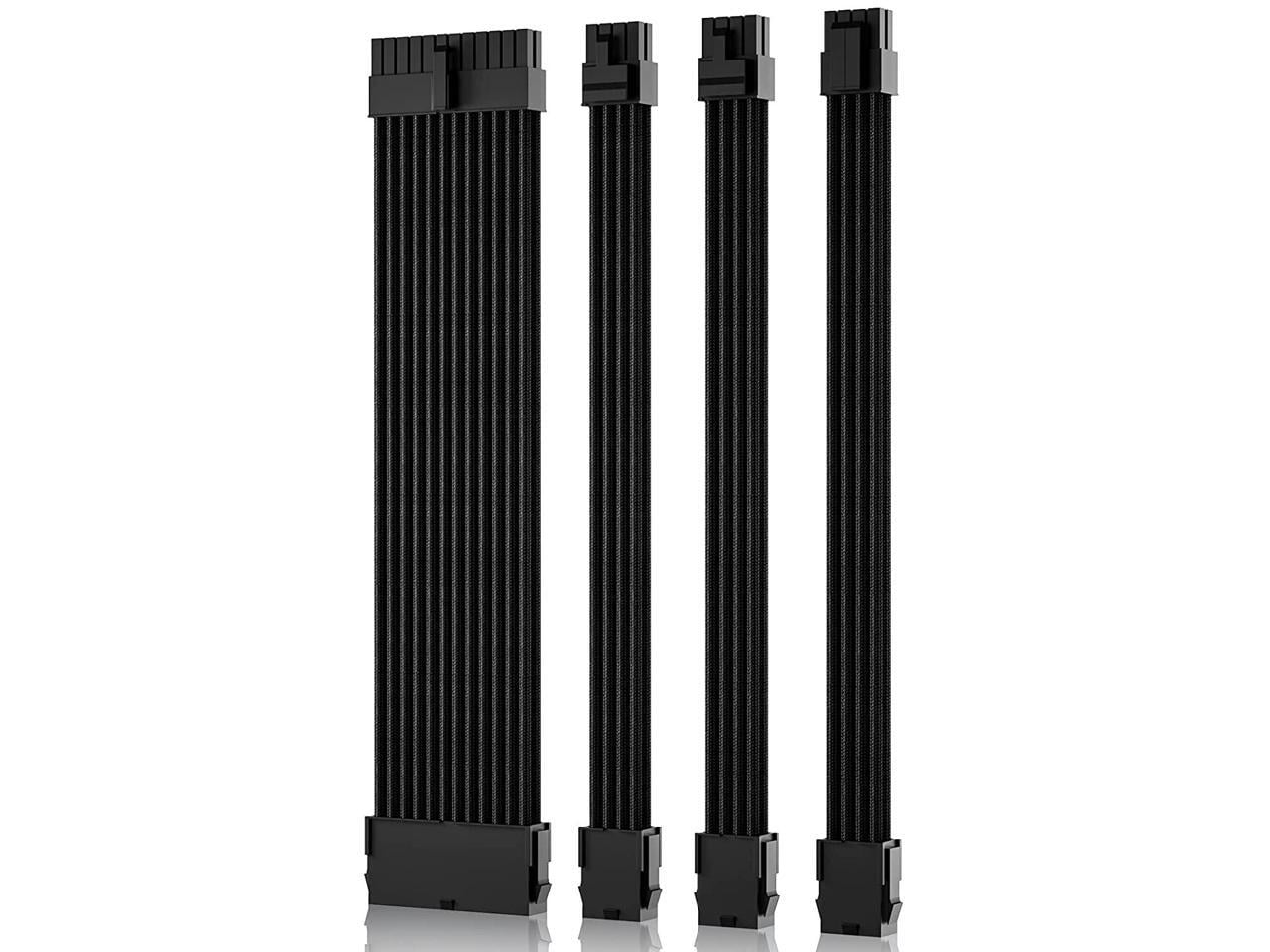 Black Sleeved Cable, PSU Power Supply Cable Extension Kits, 18AWG 24Pin ...