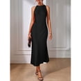 Black Sleeveless High Neck Maxi Dress With Fishtail Hem And Side Slit ...