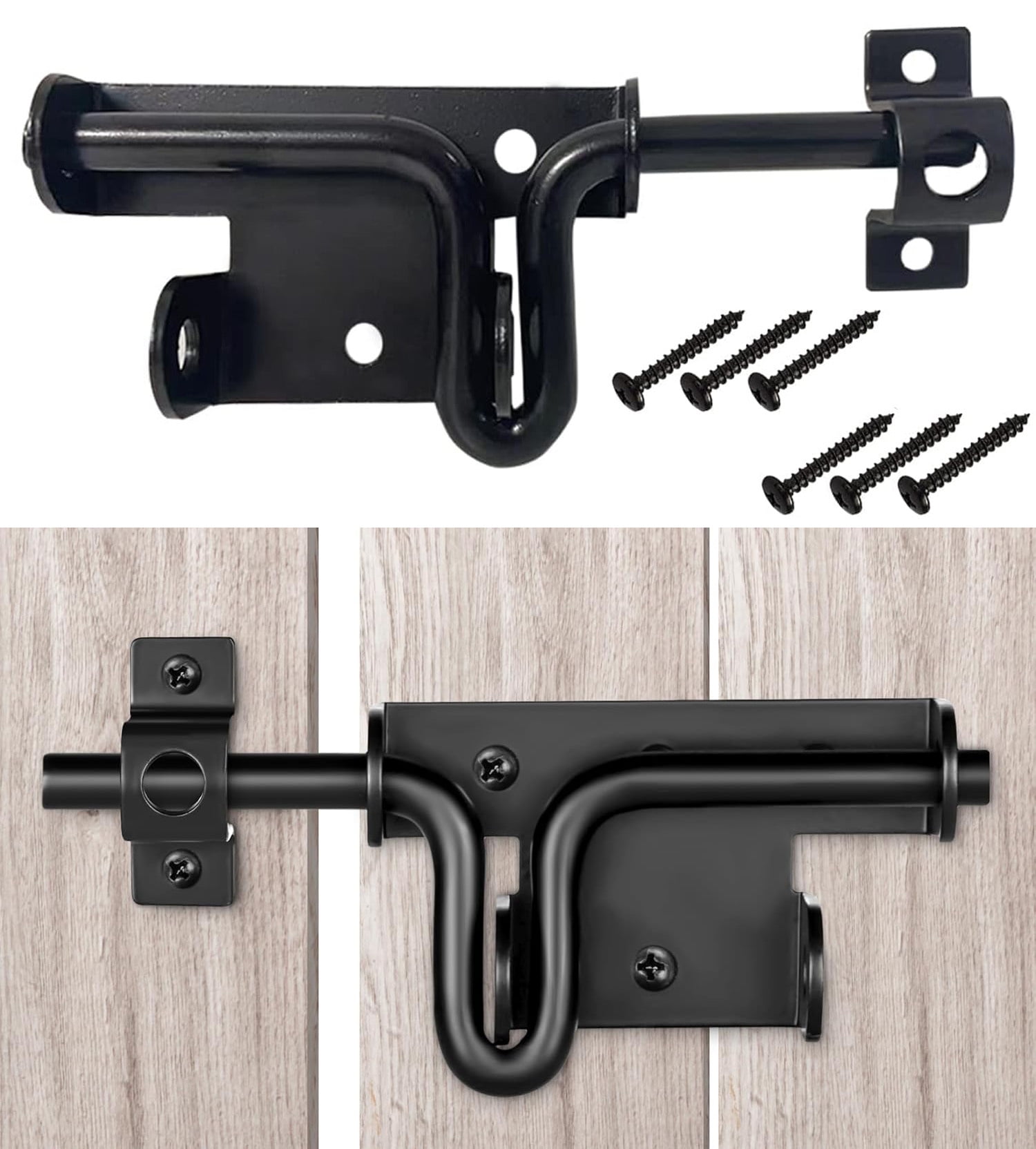 Black Sliding Door Latch,Happon Slide Bolt Gate Latch with Padlock Hole ...