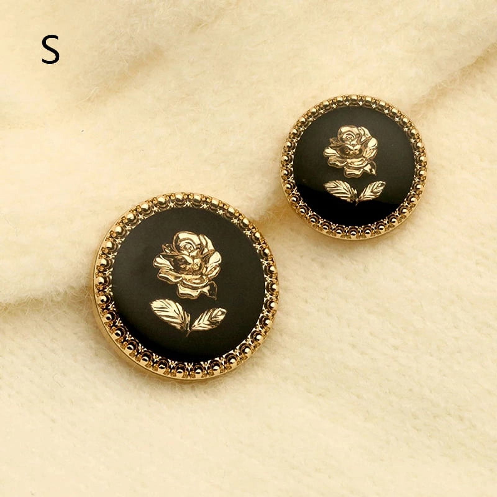 (Black Small) 6pcs Rose Metal Flower Buttons for Women Dress Coat Suit ...