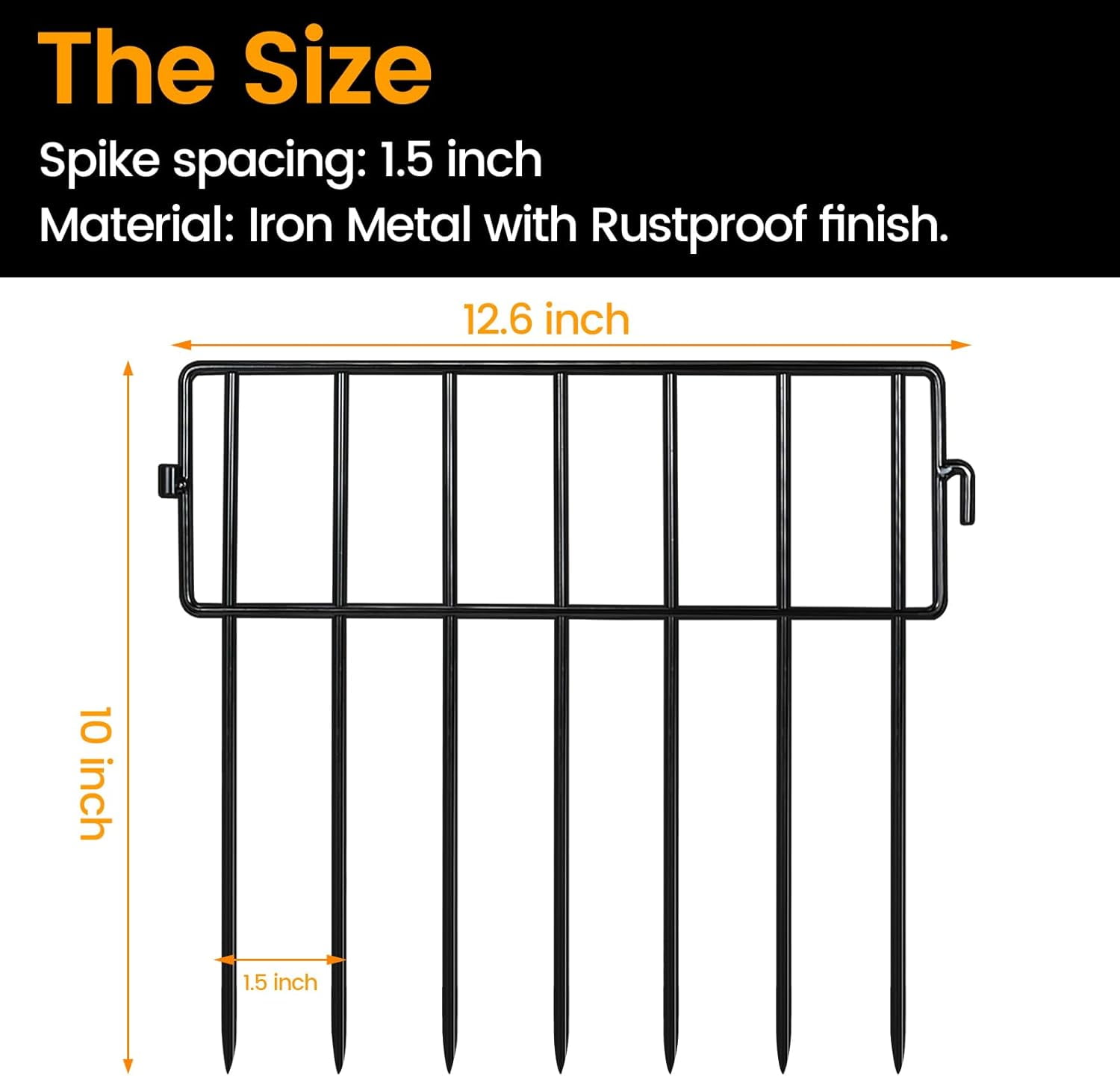 Black Small Animal Barrier Fence, 28 Pack 12 in(L)X10 in(H) Underground ...