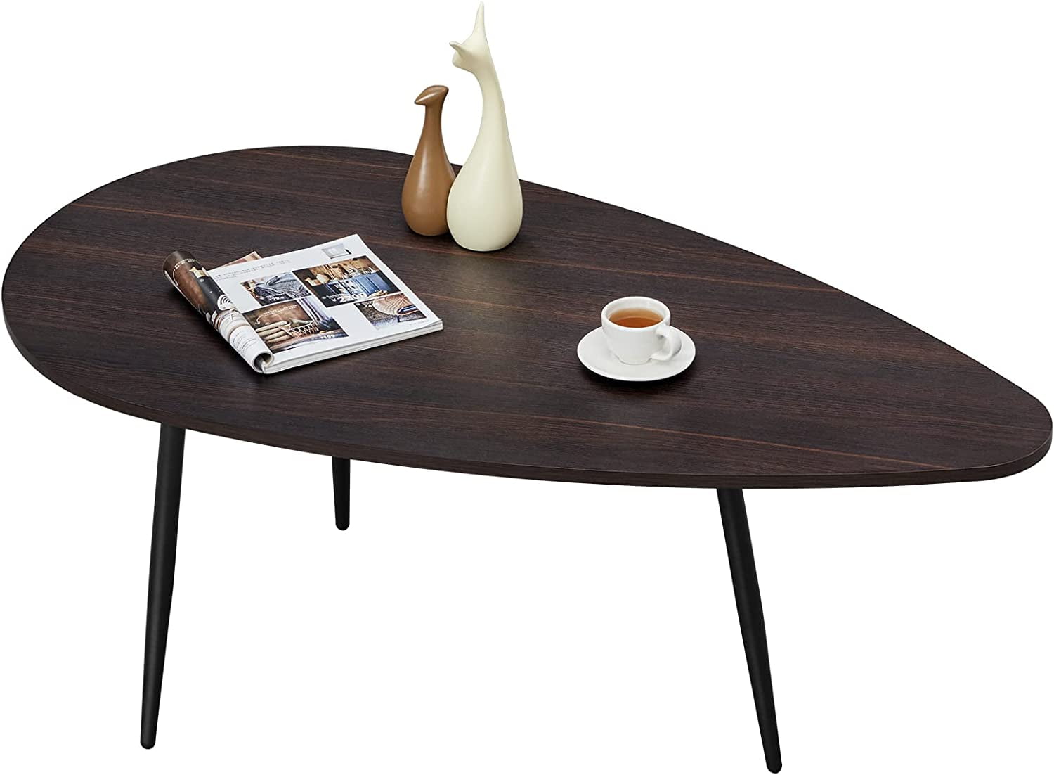 Black Small Coffee Table Modern Oval Coffee Tables Retro Center Table ...