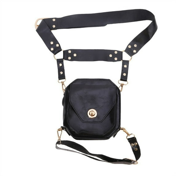 Black Small Square Bag For Women Crossbody Waist Bag Motorcycle Style ...