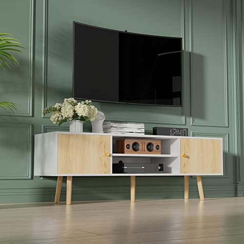 Black Small TV Stand for 50 inch TV Modern Entertainment Center with ...