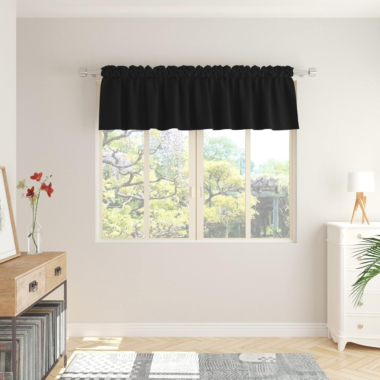 Black Small Tiers Kitchen Short Small Mini Window Curtains Valance 12 ...