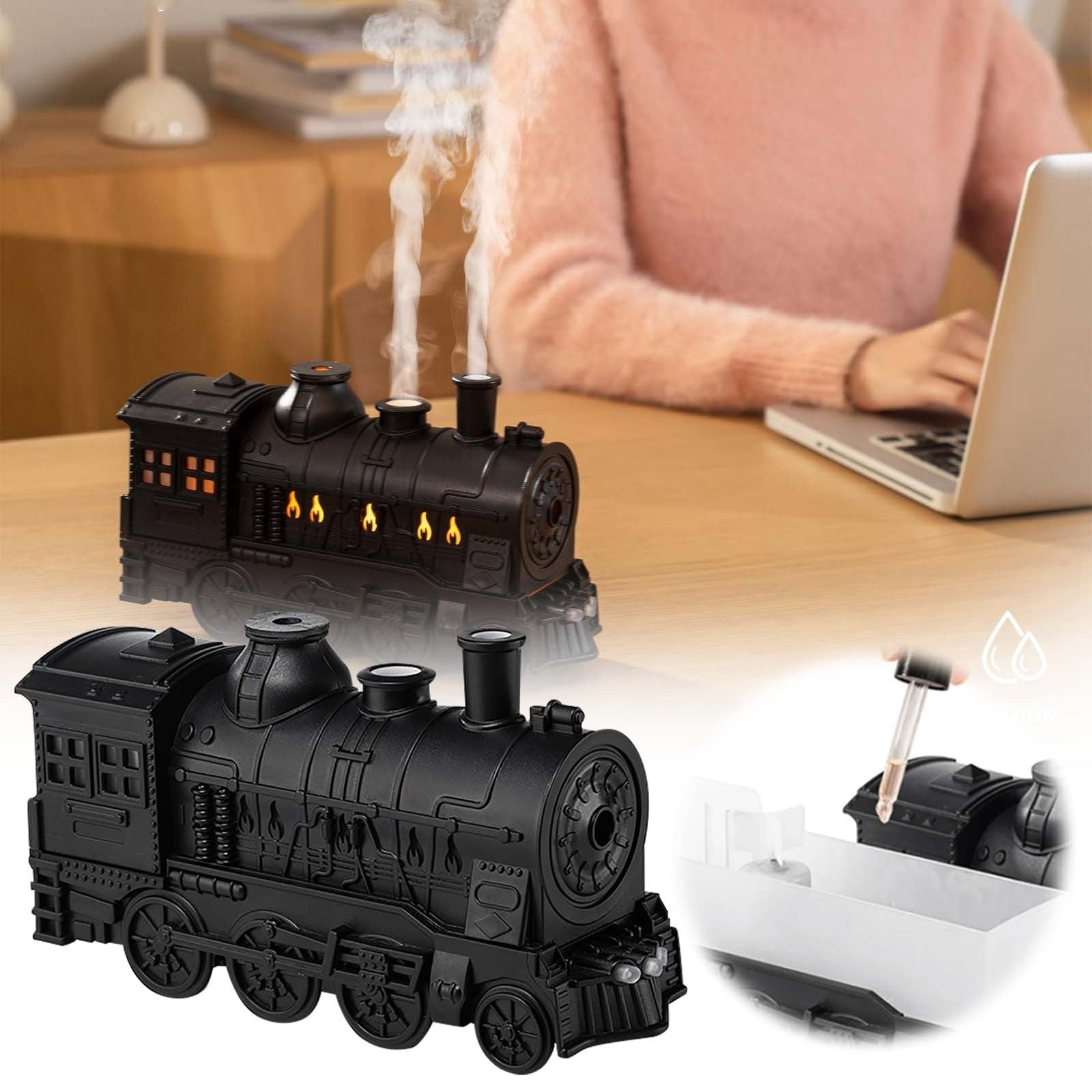 Black Small Train Aromatherapy Humidifier & Essential Oil Diffuser ...