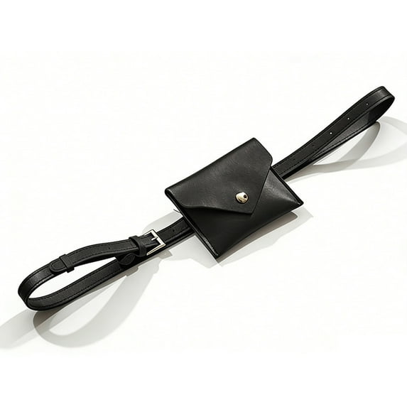 Black Small Waist Bag Paired With Card Bag Mini Belt Decoration Waist ...