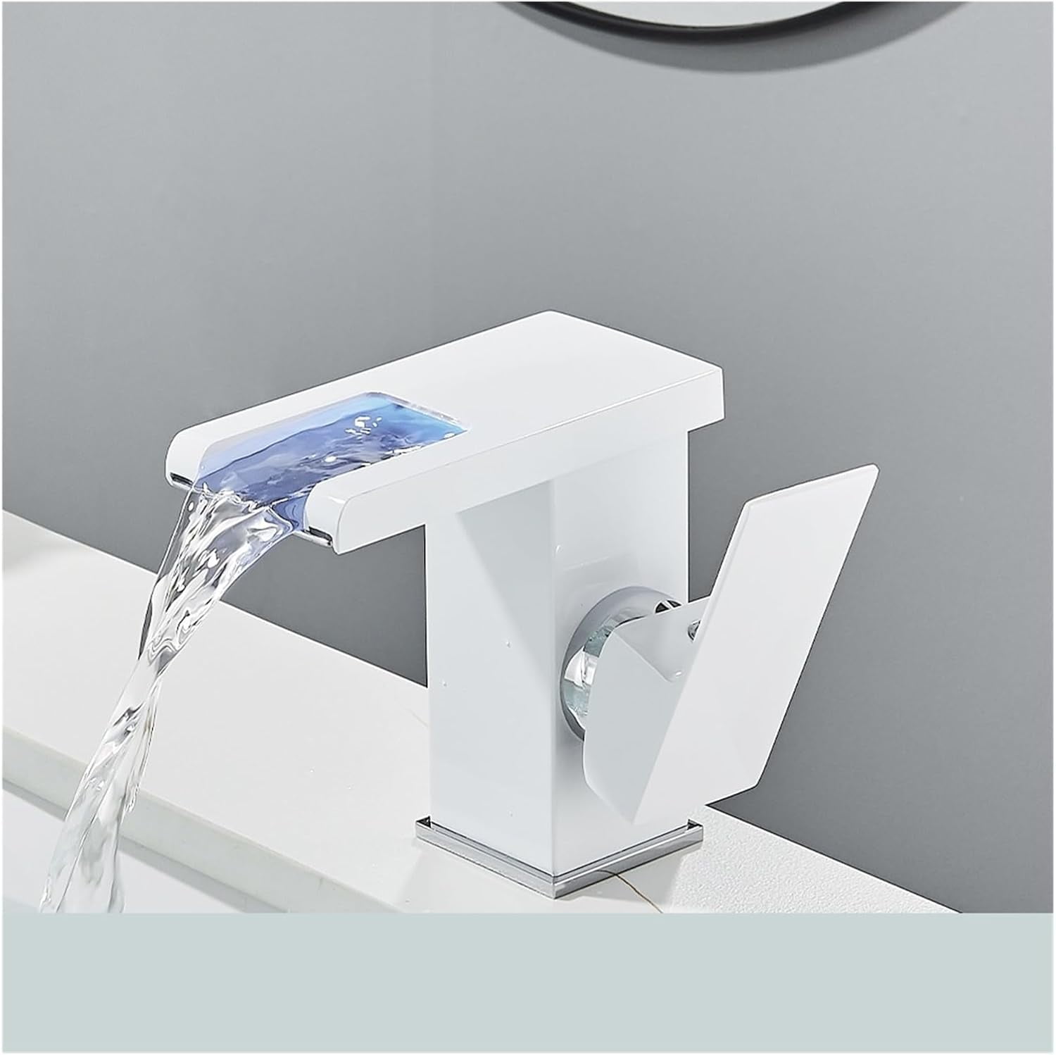 Black Smart LED Bathroom Basin Faucet 3 Color Changes Hot and Cold ...