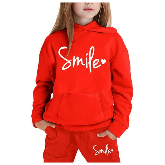 "Black Smile Print Hoodie & Pants Set for Boys and Girls - Comfy ...