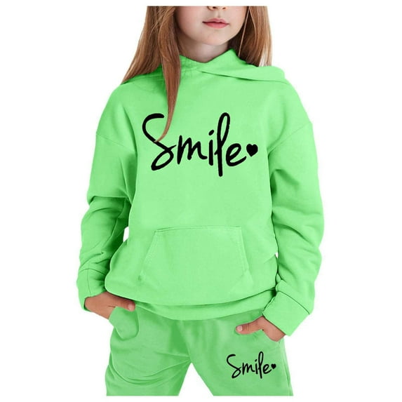 "Black Smile Print Hoodie & Pants Set for Boys and Girls - Comfy ...