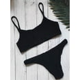 Black Smocked Triangle Bikini Set Two-Piece Swimsuit With Ruched ...