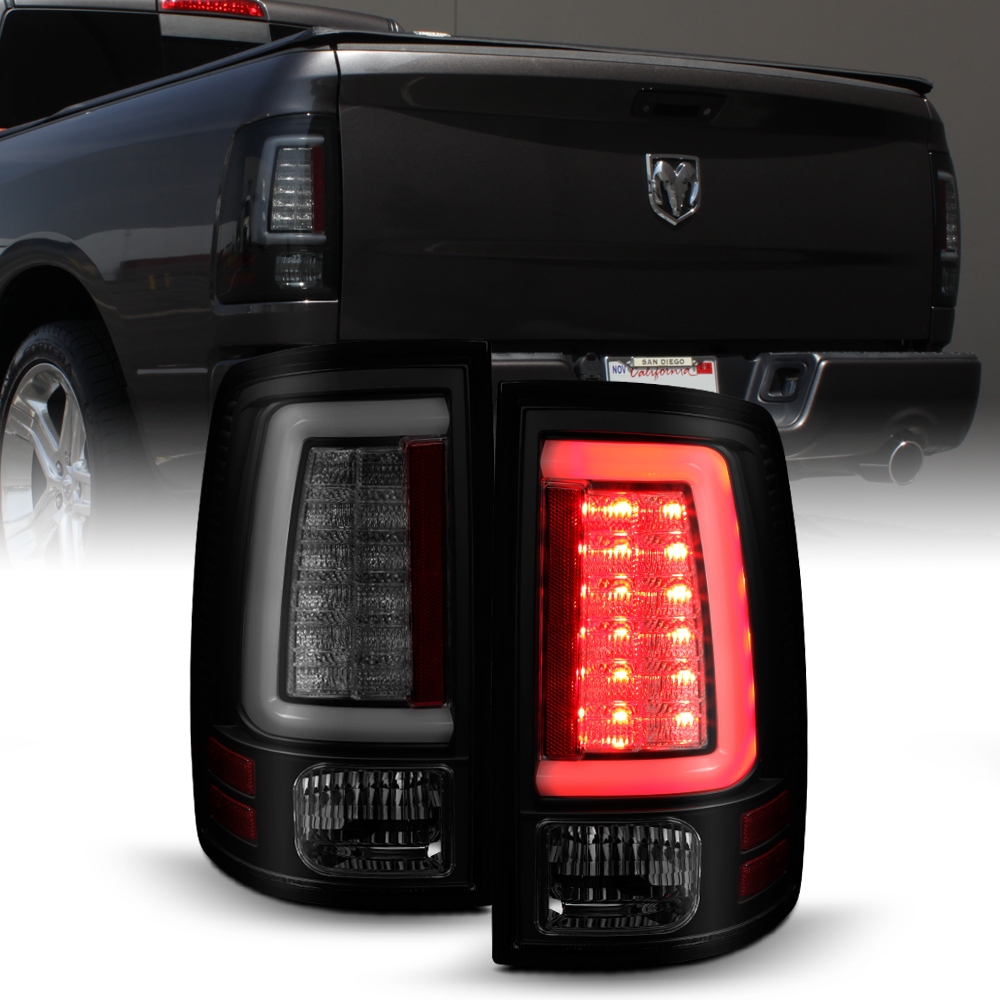 Black Smoke 2009-2018 Dodge Ram 1500 2500 3500 LED Tube Tail Lights ...