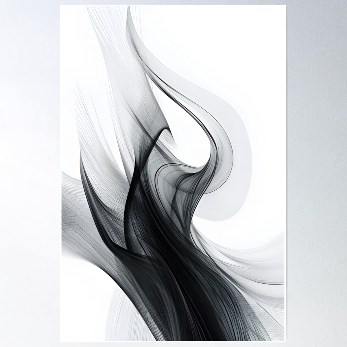 Black Smoke Wave White Background Abstract Art Bw Modern Visual Waves ...