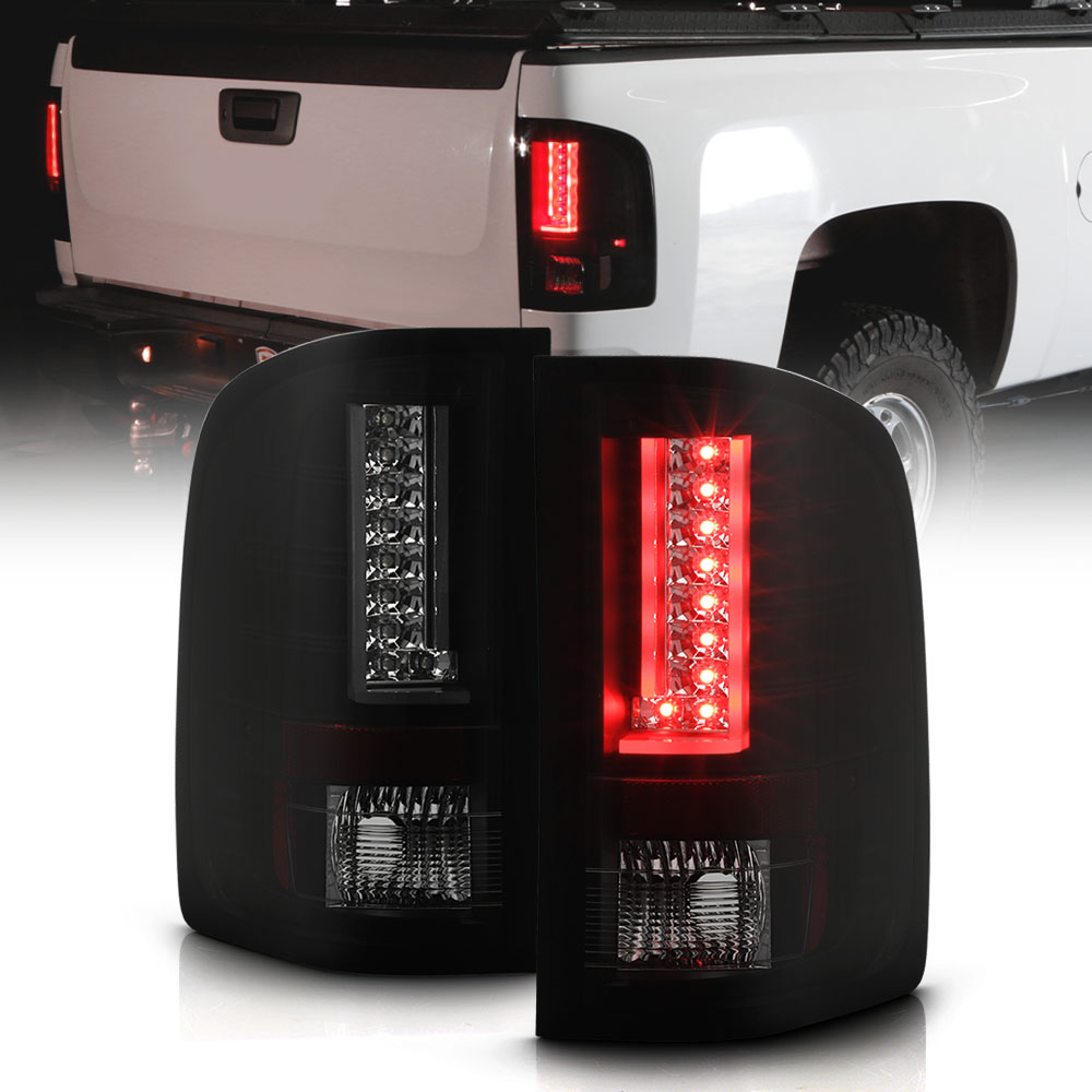 Black Smoked 2007-2013 Chevy Silverado LED Light Bar Tail lights Lamp ...