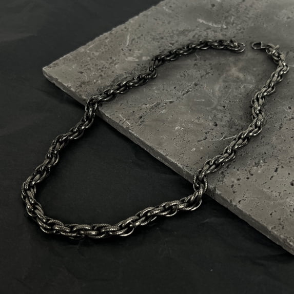 Black Snake Twist Titanium Necklace - Men's Retro Hip Hop Chain, High ...