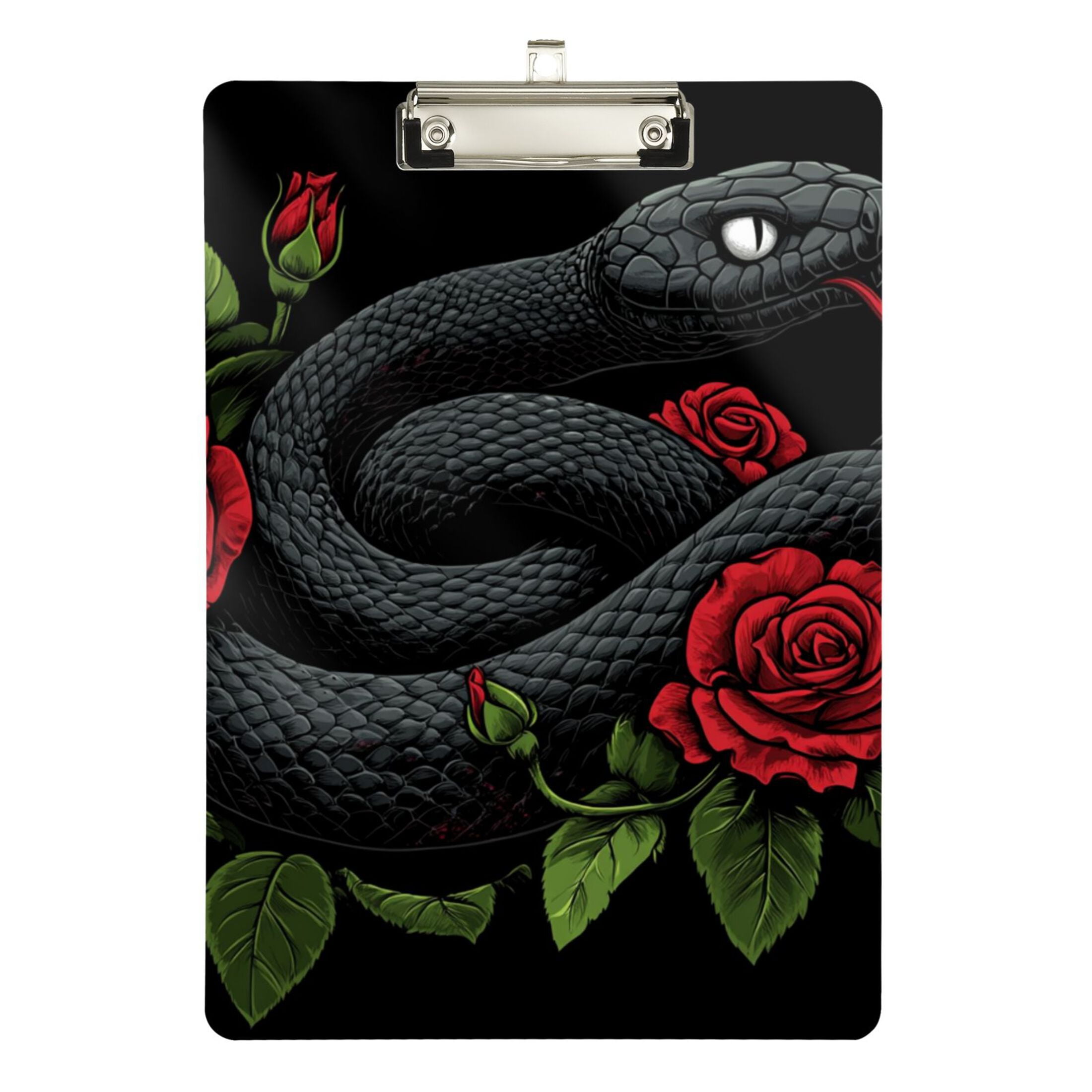 Black Snake with Red Roses Acrylic Clipboard Drawing Board Clipboard ...