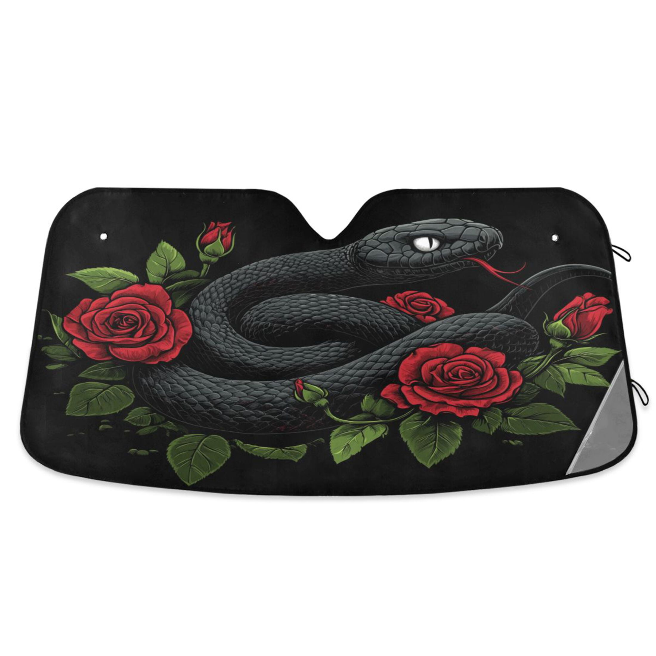 Black Snake with Red Roses Windshield Sun Shade Automobile Visor ...