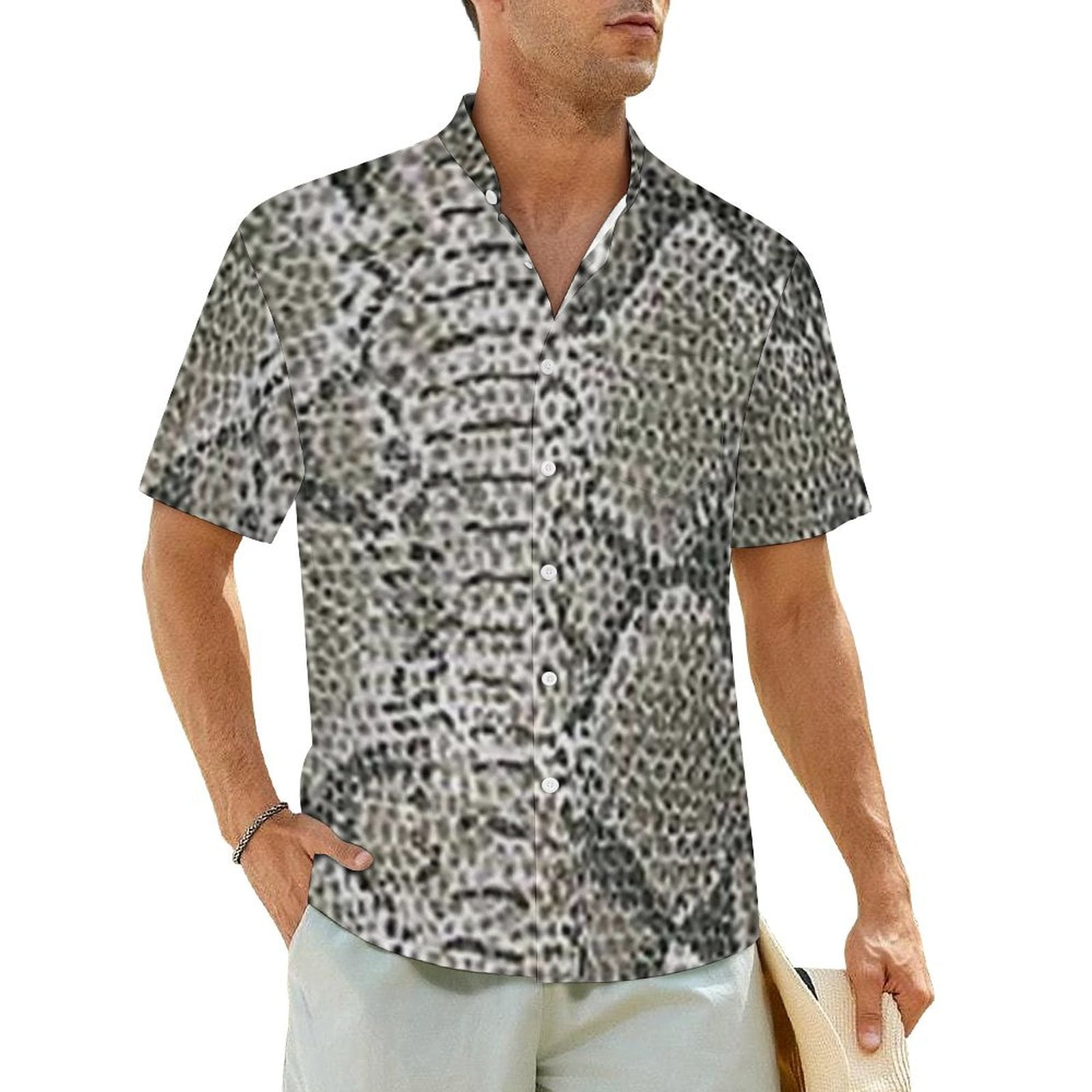 Black Snakeskin Hawaiian Shirt For Male Vacation Snake Scale Print ...