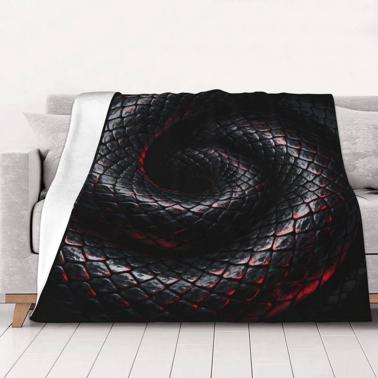 Black Snakeskin Throw Blanket Warm Camping Outdoor Light Weight Cozy ...