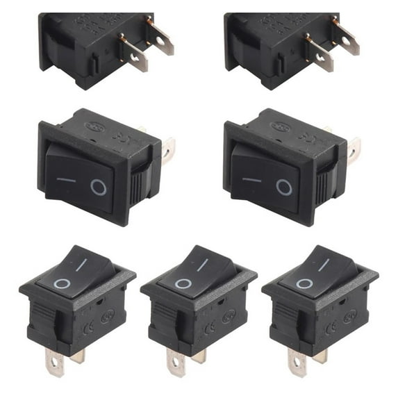 Black Snap-in Rocker Switch 2 Pin Power Switches SPST Boat-Shape Push ...